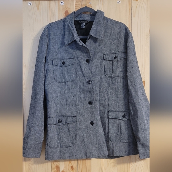 Dialogue | Jackets & Coats | Dialogue Womens Black White Linen Cotton ...